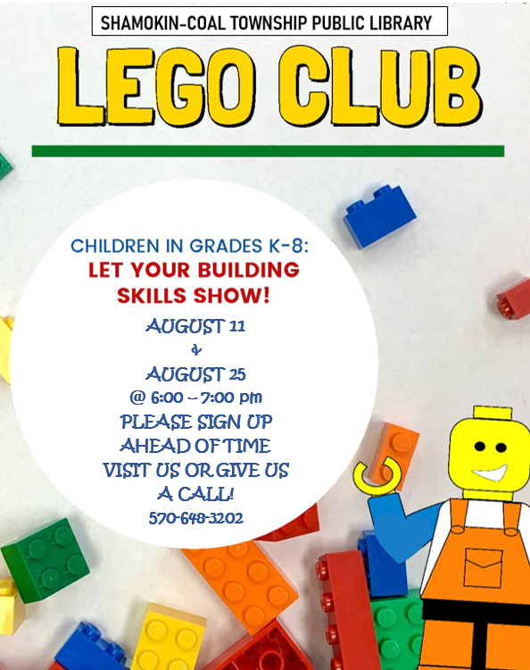 LEGO Club at the Library! – Shamokin-Coal Township Public Library
