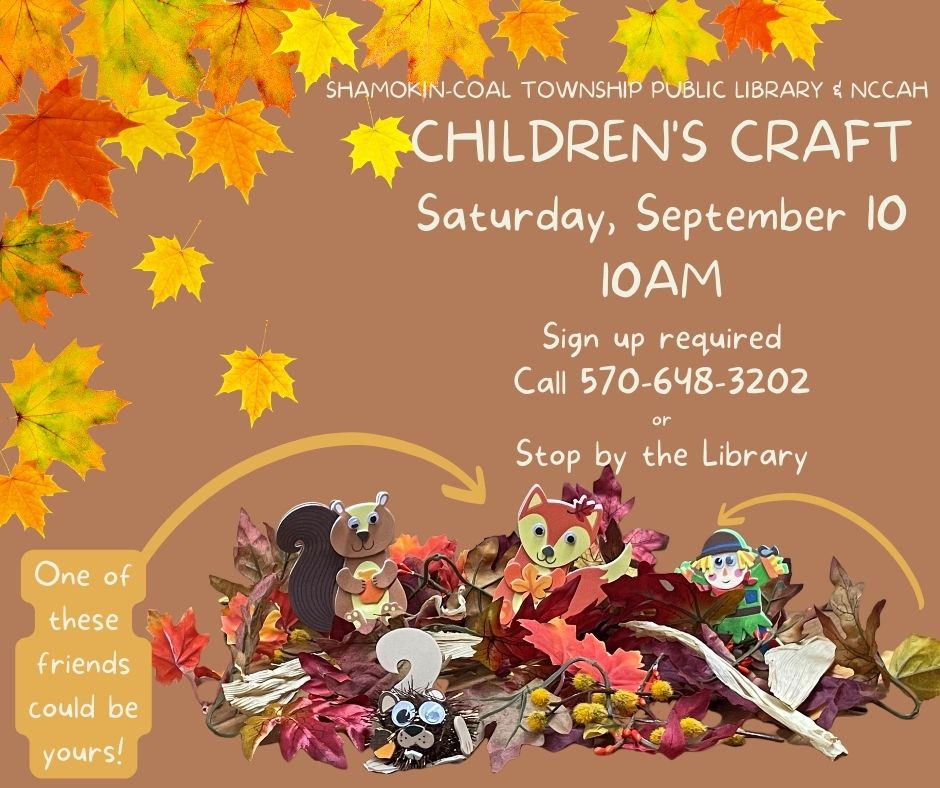 Upcoming Fall Children’s Craft – Shamokin-Coal Township Public Library