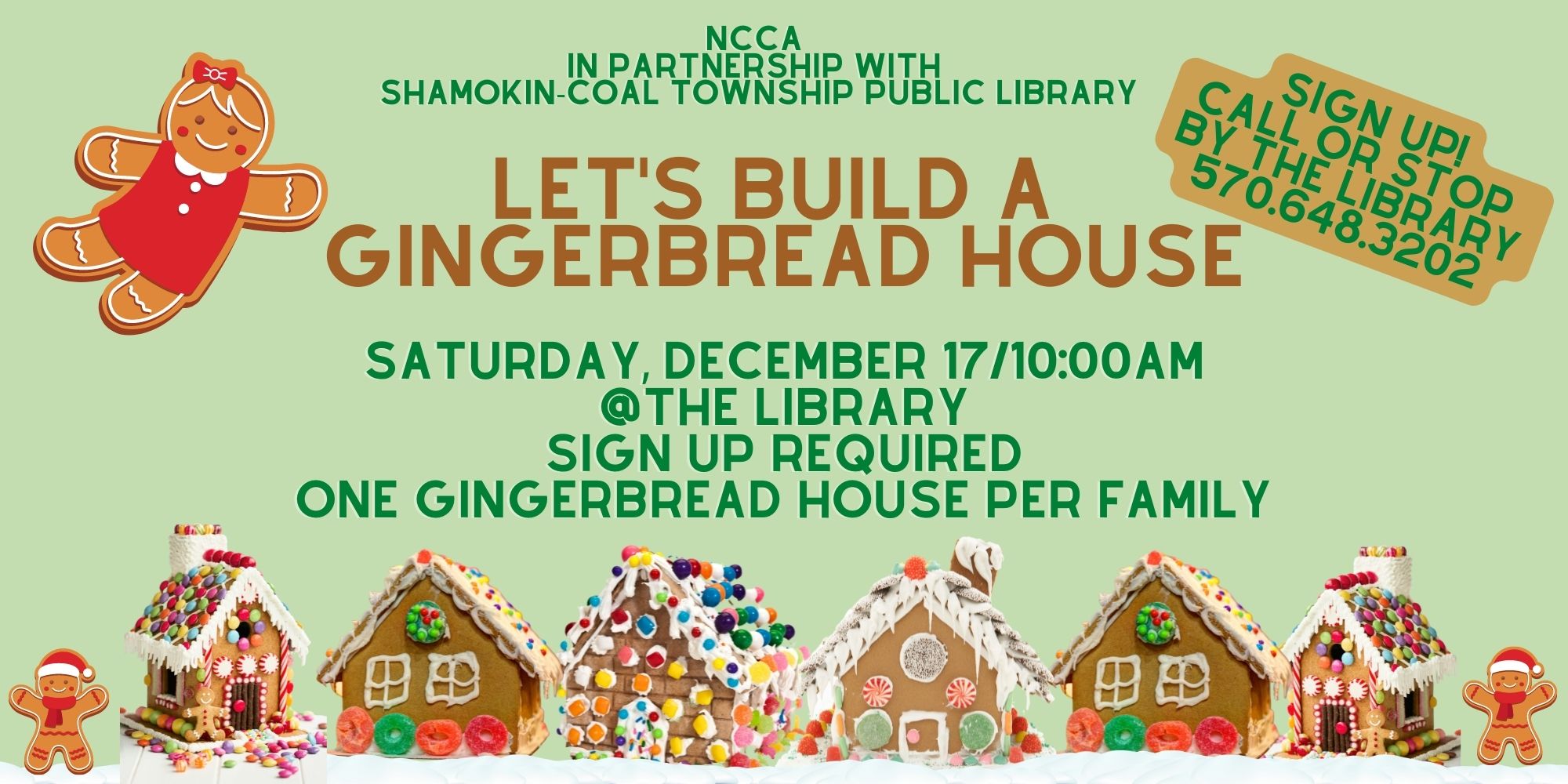 Gingerbread House Family Craft – Shamokin-Coal Township Public Library