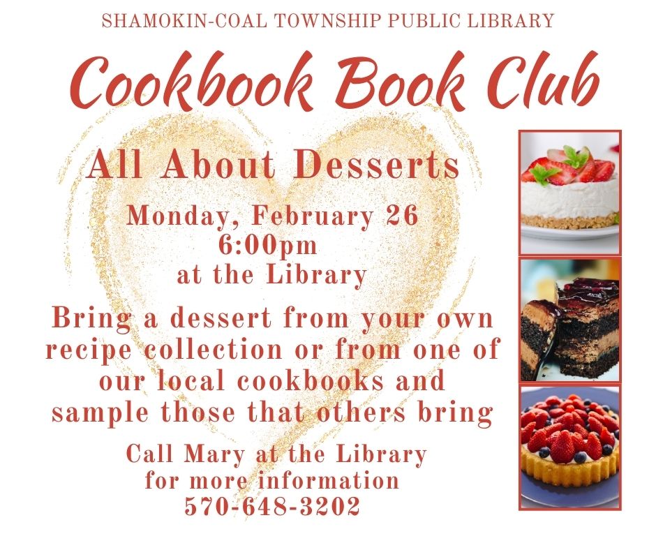 Cookbook Book Club Coming Up – Shamokin-Coal Township Public Library