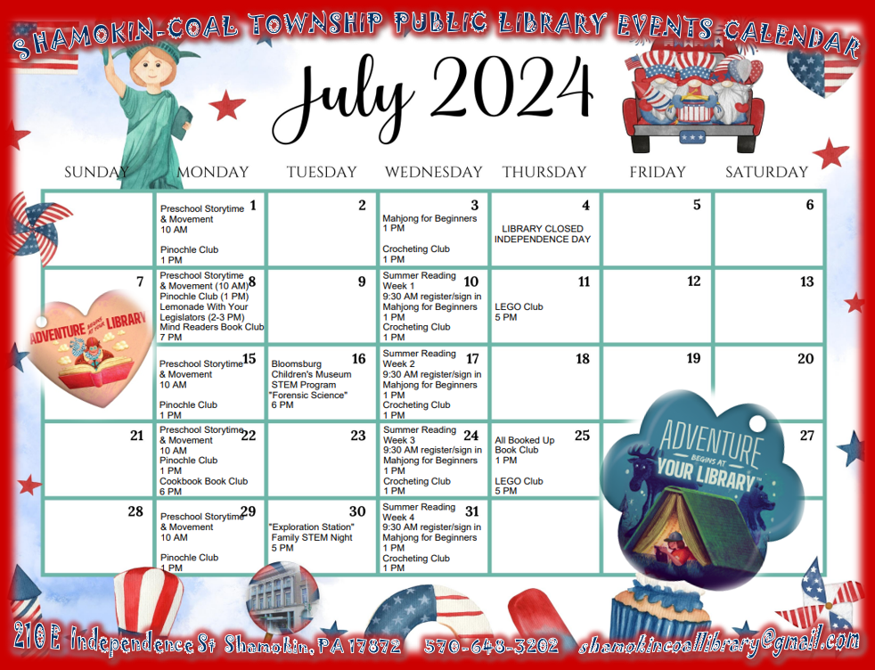 Lots to Do at Your Local Library! – Shamokin-Coal Township Public Library