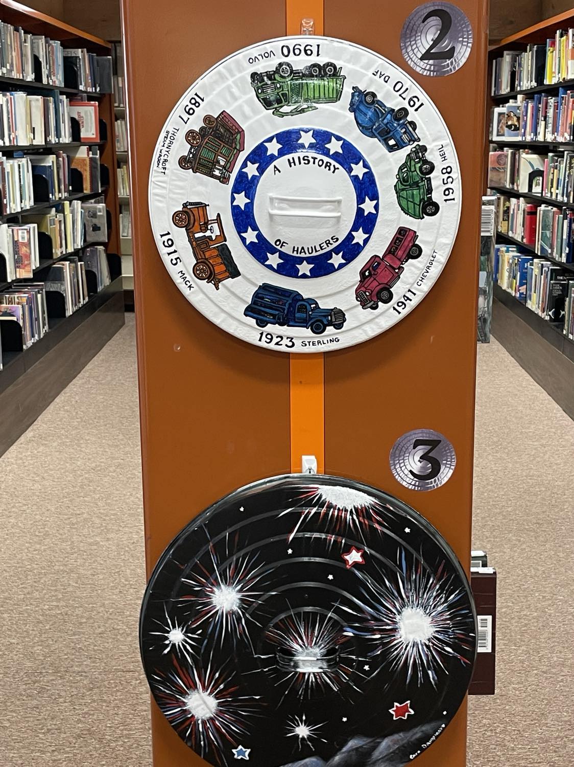 Trash Can Lid Art on Display – Shamokin-Coal Township Public Library